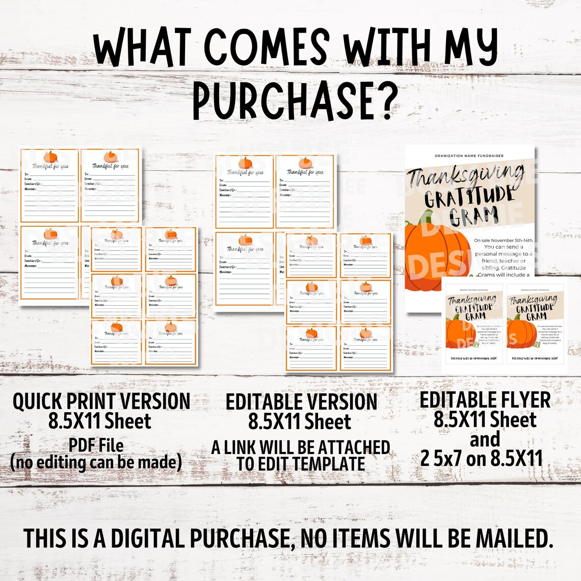 Thanksgiving Candy Gram Template School Fundraiser Gratitude - Etsy