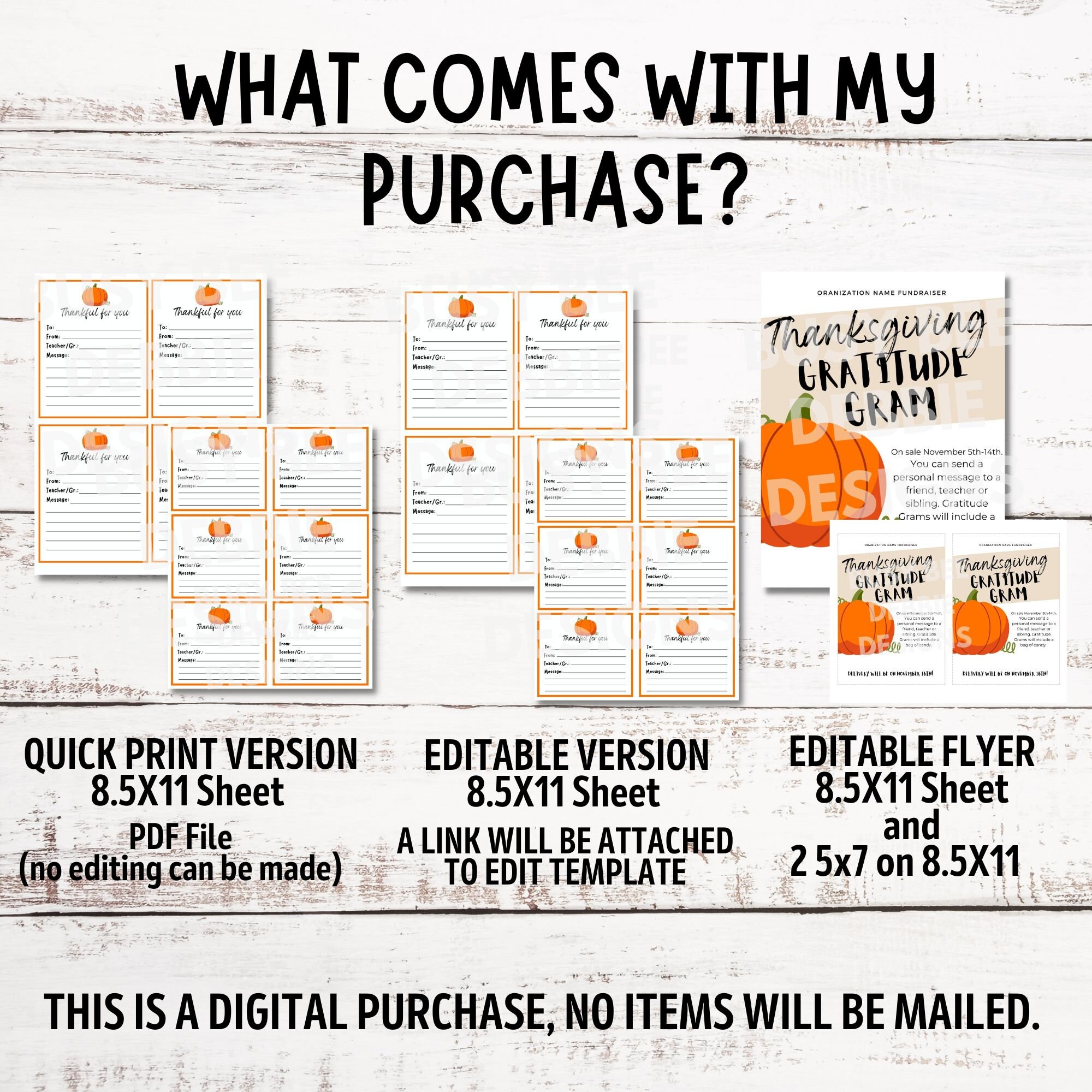 Thanksgiving Candy Gram Template School Fundraiser Gratitude - Etsy