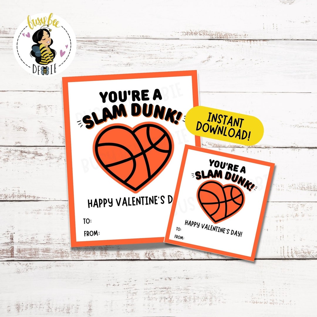 Valentine's Day Card Basketball Valentine's Day Card Slam Dunk ...