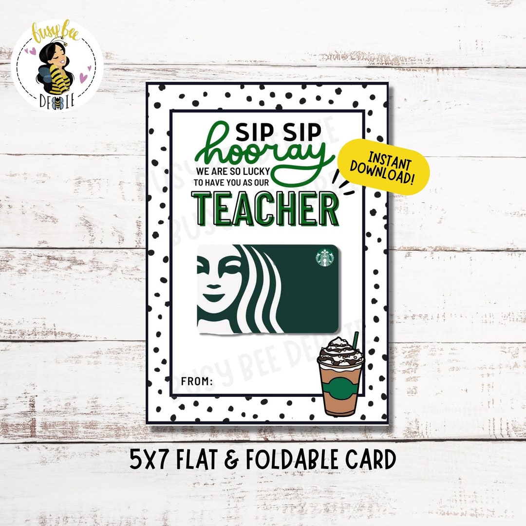 Printable Coffee Gift Card Holder Card Starbucks Gift Card for Teachers ...