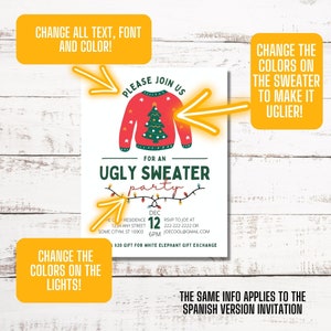 Ugly Sweater Christmas Party Invitation Template | Editable Christmas ...