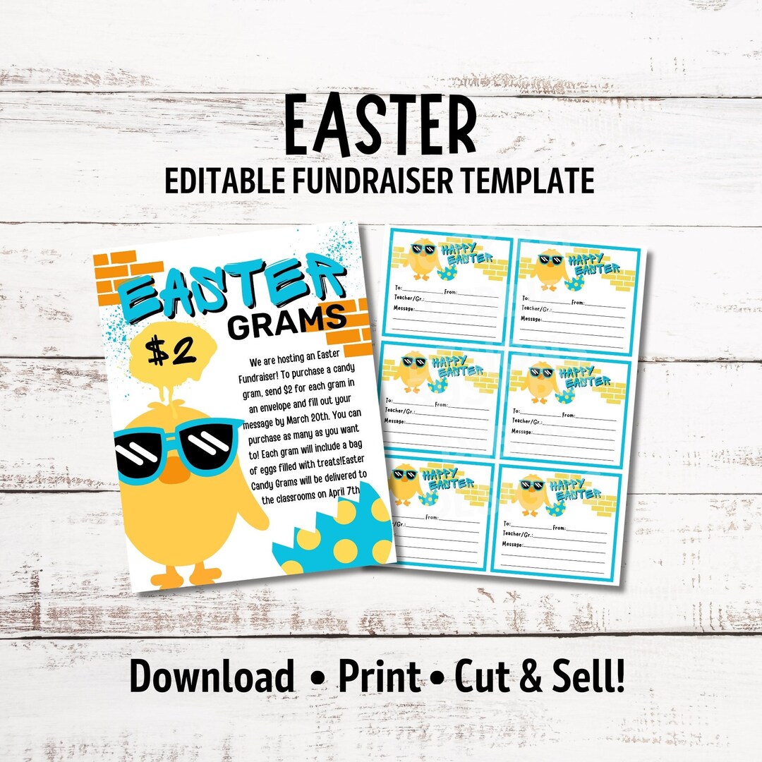 Editable Cool Chick Easter Candy Gram Fundraiser Flyer Candy Gram ...