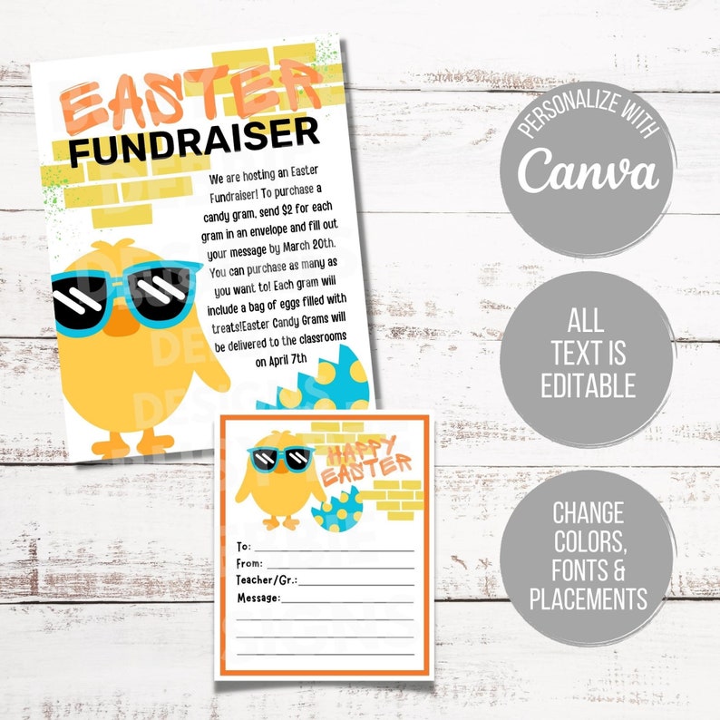 Editable Cool Chick Easter Candy Gram Fundraiser Flyer Candy - Etsy