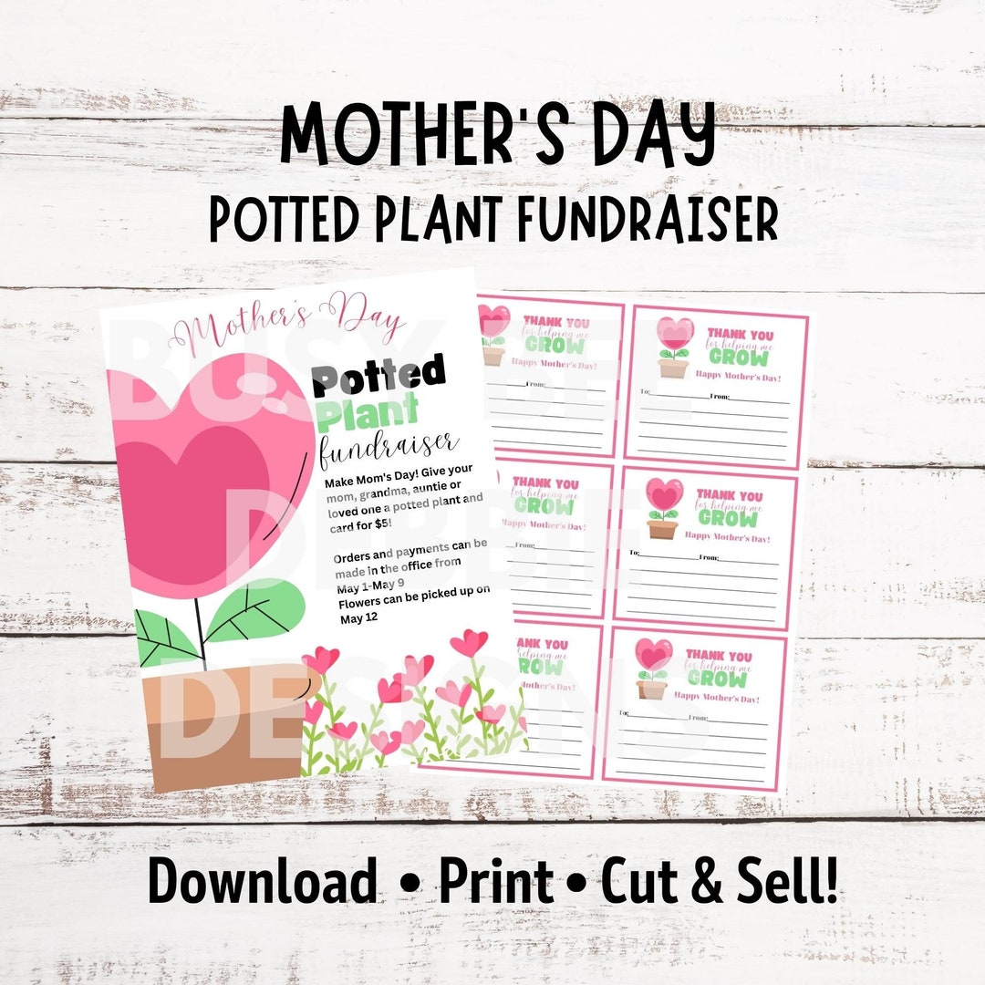 Editable Mother's Day Fundraiser Flyer Potted Plant Flower Mother's Day ...