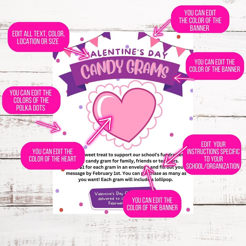 Valentine's Day Lollipop Fundraiser Flyer Sweet Treat - Etsy