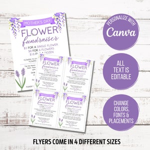Editable Mother's Day Flower Fundraiser Flyer Template | Printable ...