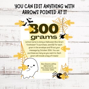 Editable Boo Grams Fundraiser Flyer Halloween Candy Gram Fundraiser ...