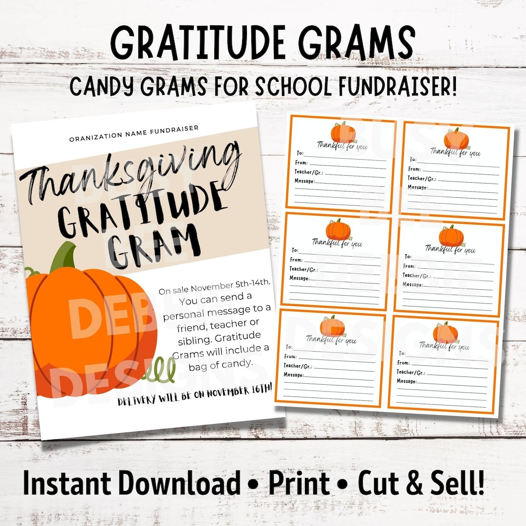 Thanksgiving Candy Gram Template School Fundraiser Gratitude - Etsy