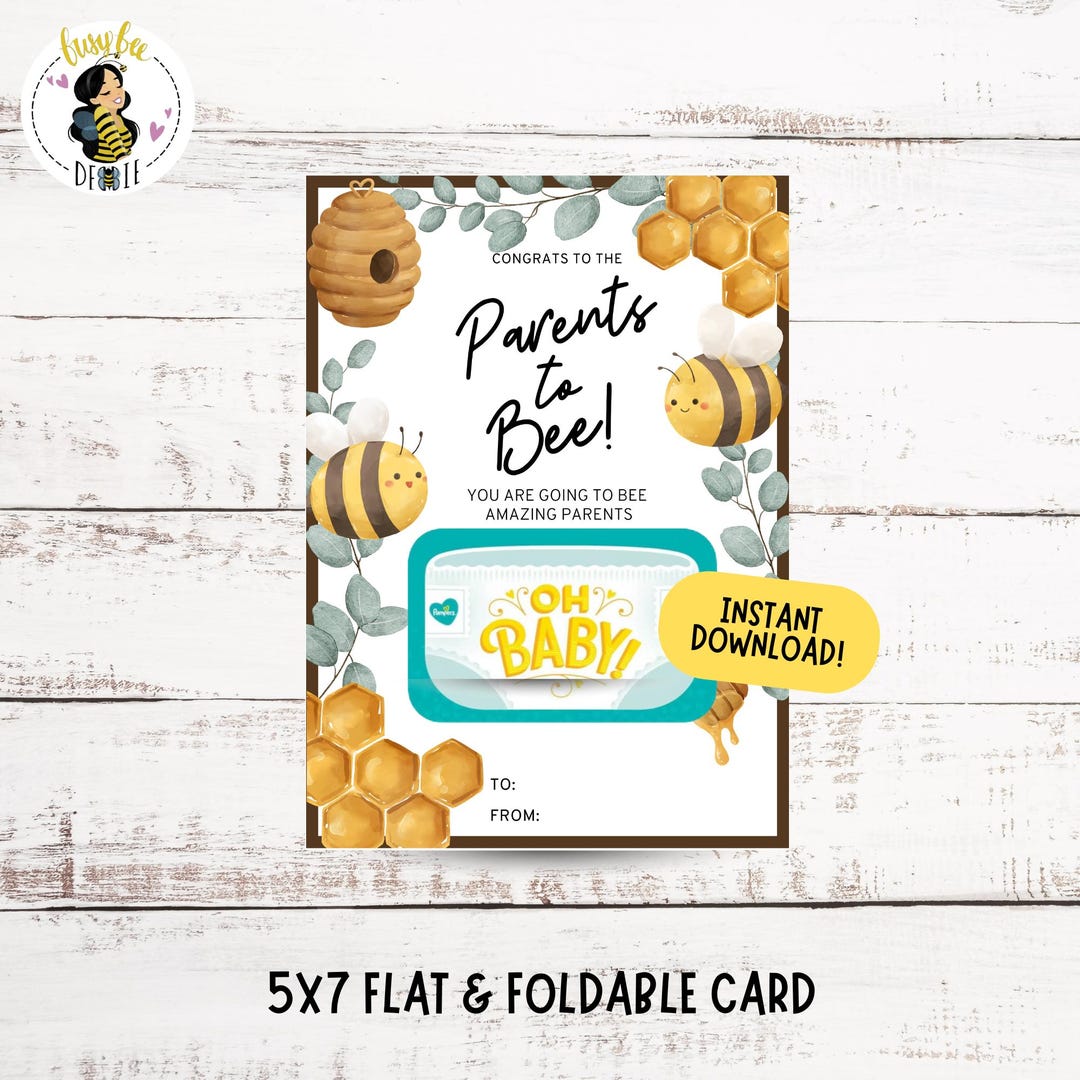 Printable Baby Shower Card | Parents to Bee Gift Card Holder | Baby ...