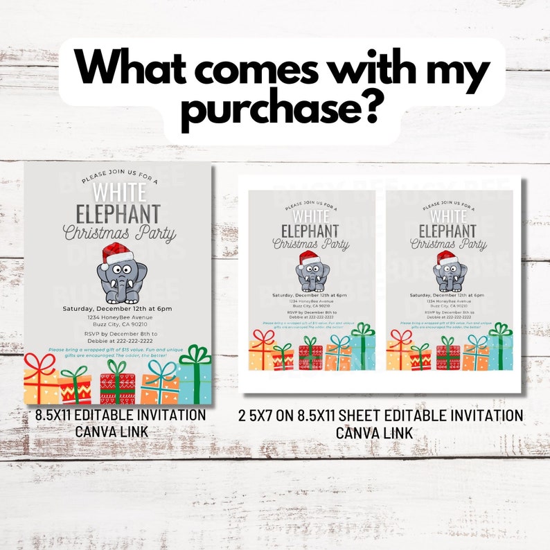 Editable White Elephant Christmas Party Invitation Holiday - Etsy