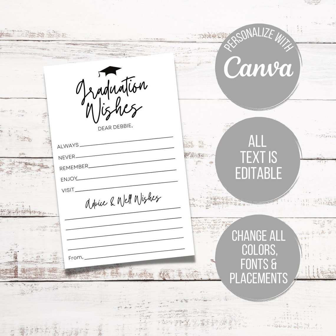 Editable Graduation Best Wishes Cards Advice Cards for - Etsy