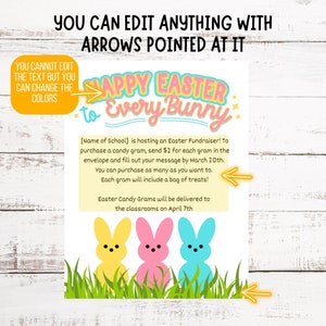 Editable Easter Candy Gram Flyer PTO / PTA School Fundraiser Template ...