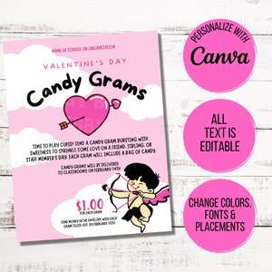 Valentine's Day Candy Grams School Flyer Cupid Valentine Fundraiser ...