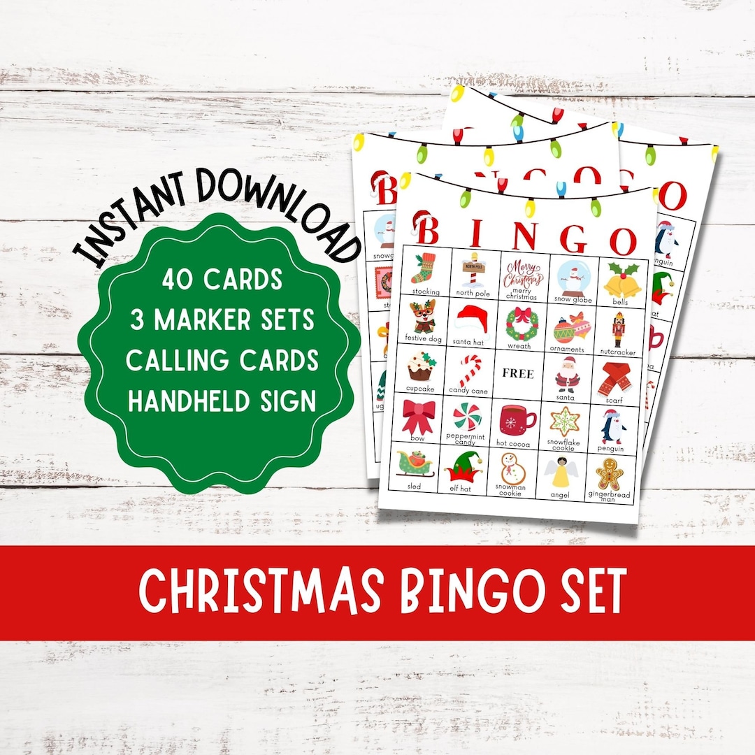 Printable Christmas Bingo Cards 40 Bingo Cards and Markers - Etsy
