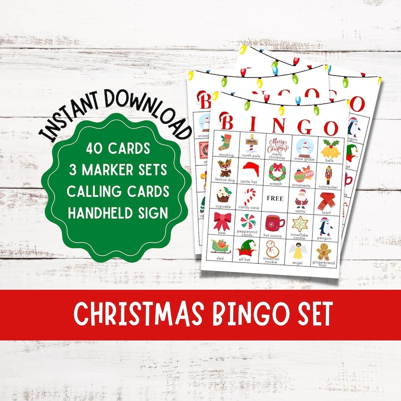 Printable Christmas Bingo Cards 40 Bingo Cards and Markers - Etsy