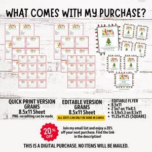 Christmas Candy Gram School Fundraiser Template | Editable Holiday ...