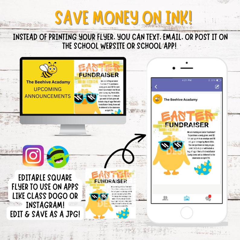 Editable Cool Chick Easter Candy Gram Fundraiser Flyer Candy - Etsy