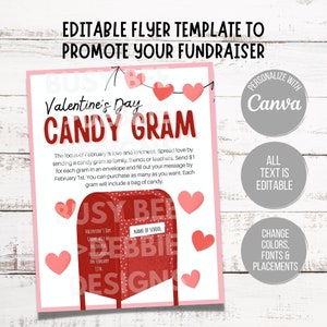 Editable Valentine's Day Candy Gram Flyer Printable - Etsy