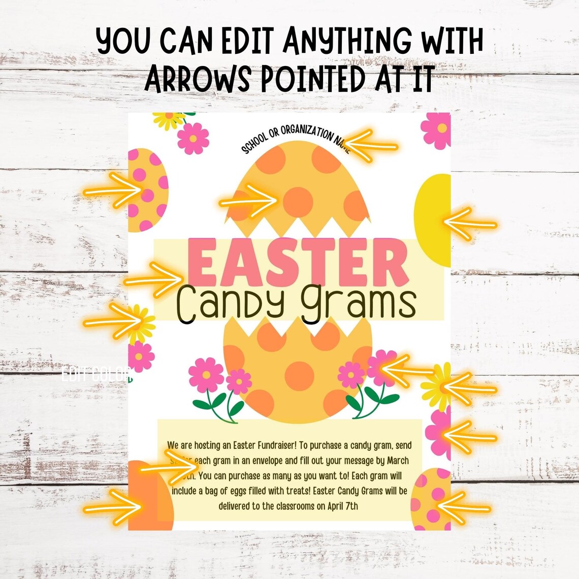 Editable Easter Candy Gram Fundraiser Flyer | Printable Spring Easter ...