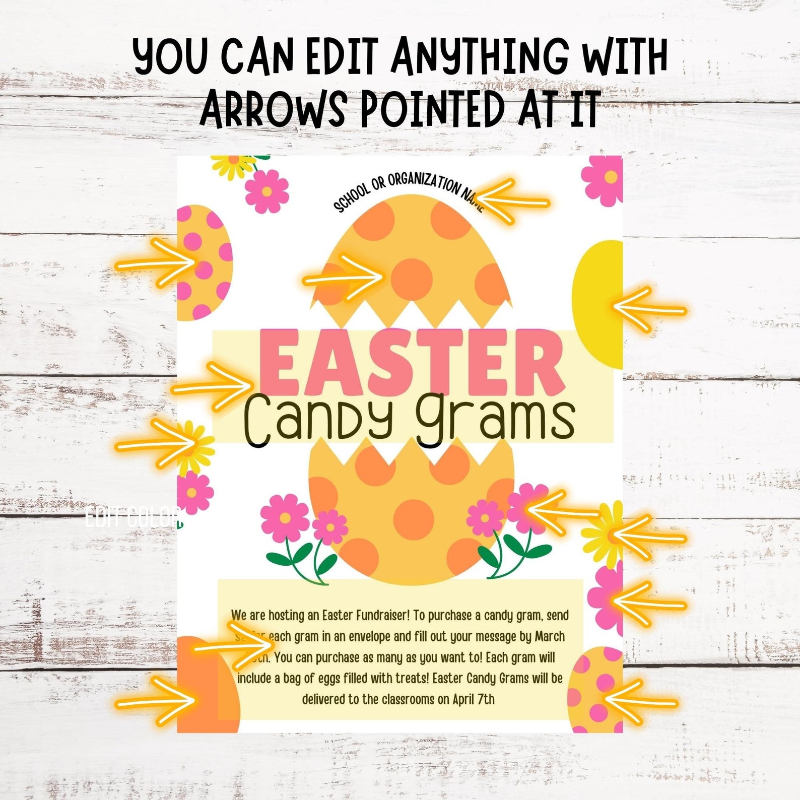 Editable Easter Candy Gram Fundraiser Flyer | Printable Spring Easter ...