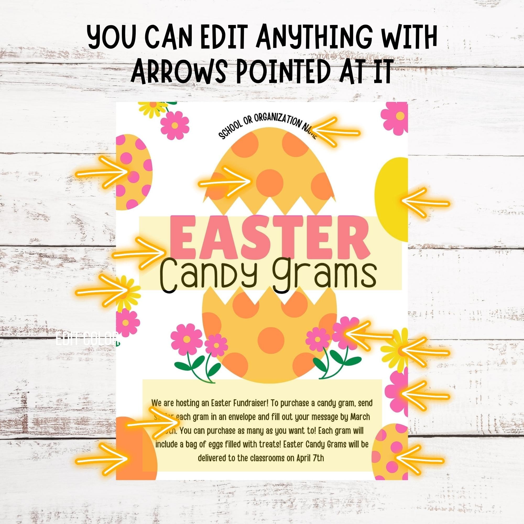 Editable Easter Candy Gram Fundraiser Flyer | Printable Spring Easter ...