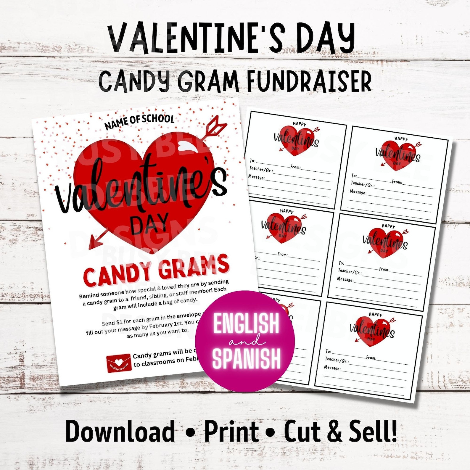 Valentine Candy Gram School Fundraiser Flyer Editable Candy - Etsy