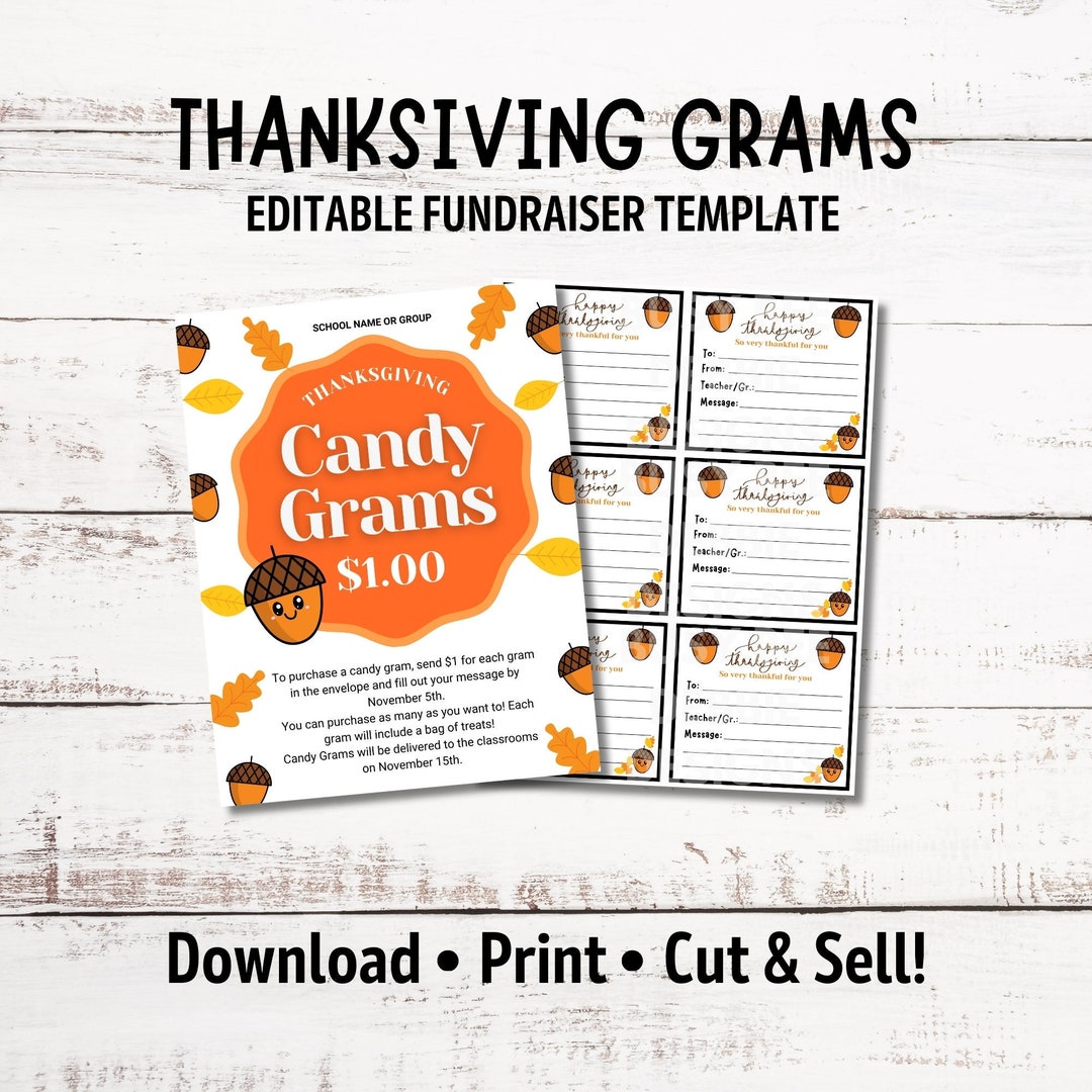 Thanksgiving Candy Gram Download | Candy Grams for School Fundraiser ...