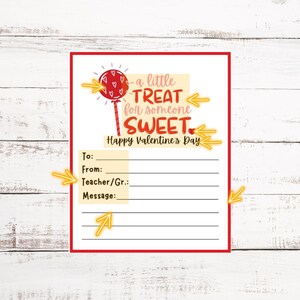 Editable Valentine's Day Lollipop Gram Valentine's Day Candy Gram for ...