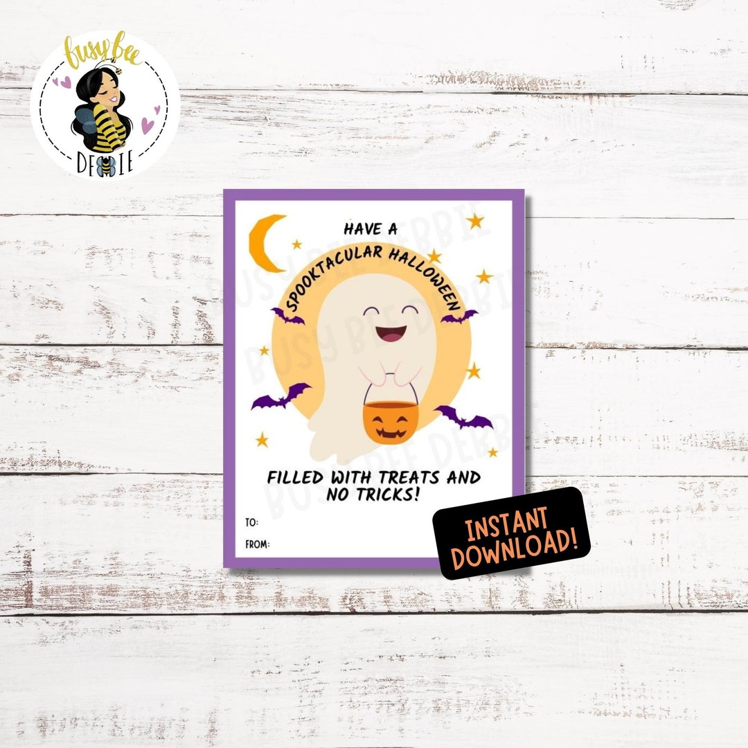 Trick or Treat Printable Gift Tags Happy Halloween Card Halloween ...