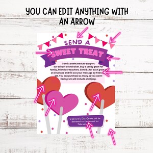 Valentine's Day Lollipop Fundraiser Flyer | Sweet Treats | Valentine's ...