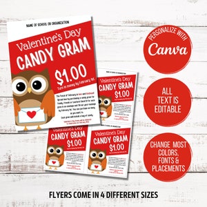 Owl You Need is Love Candy Gram Flyer | Printable Valentine's Day Candy ...