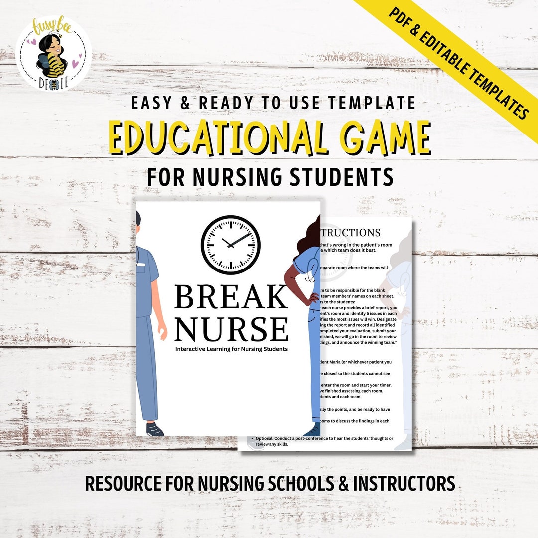 Student Nurse Game Template: Editable Nursing Education Tool for Nursing Instructors | Student ...