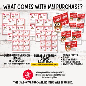 Owl You Need is Love Candy Gram Flyer | Printable Valentine's Day Candy ...