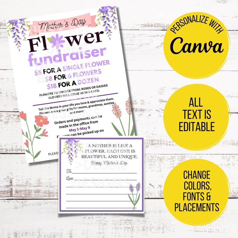 Editable Mother's Day Flower Fundraiser Flyer Printable - Etsy