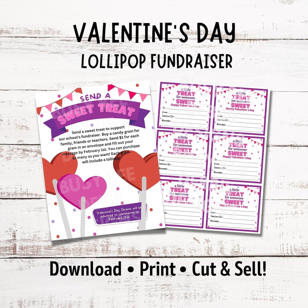 Valentine's Day Lollipop Fundraiser Flyer Sweet Treat Fundraiser ...