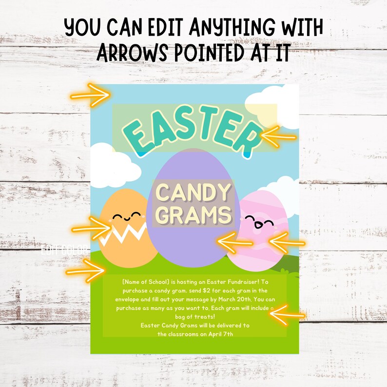Editable Easter Gram Fundraiser Template | Easter Egg Fundraiser Flyer ...