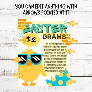 Editable Cool Chick Easter Candy Gram Fundraiser Flyer Candy Gram ...