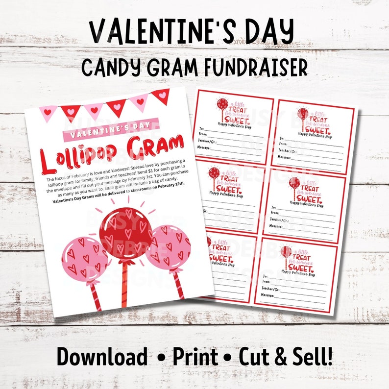 Editable Valentine's Day Lollipop Gram Valentine's - Etsy