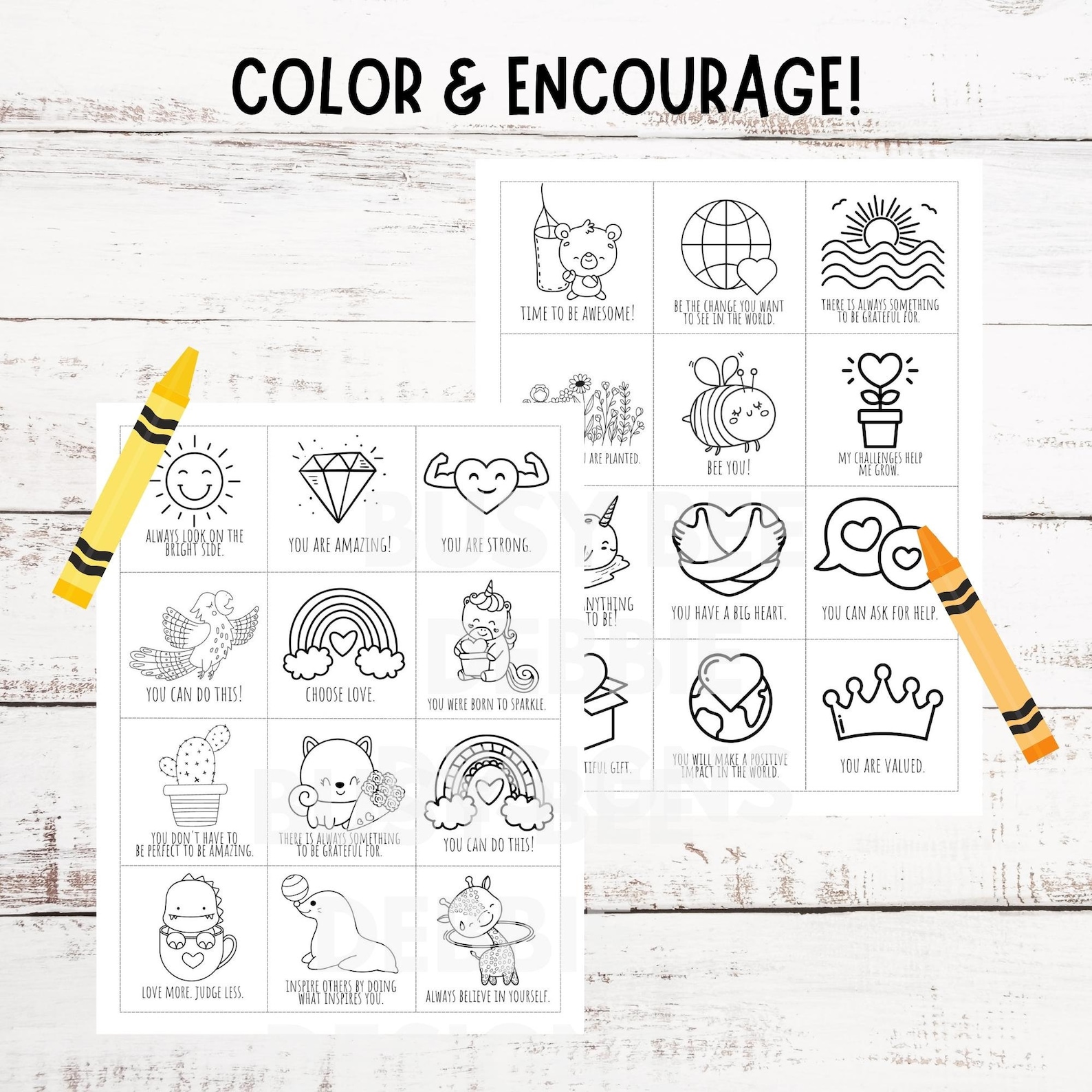 Mini Kindness Cards to Color | Affirmation Cards | Printable Kindness ...