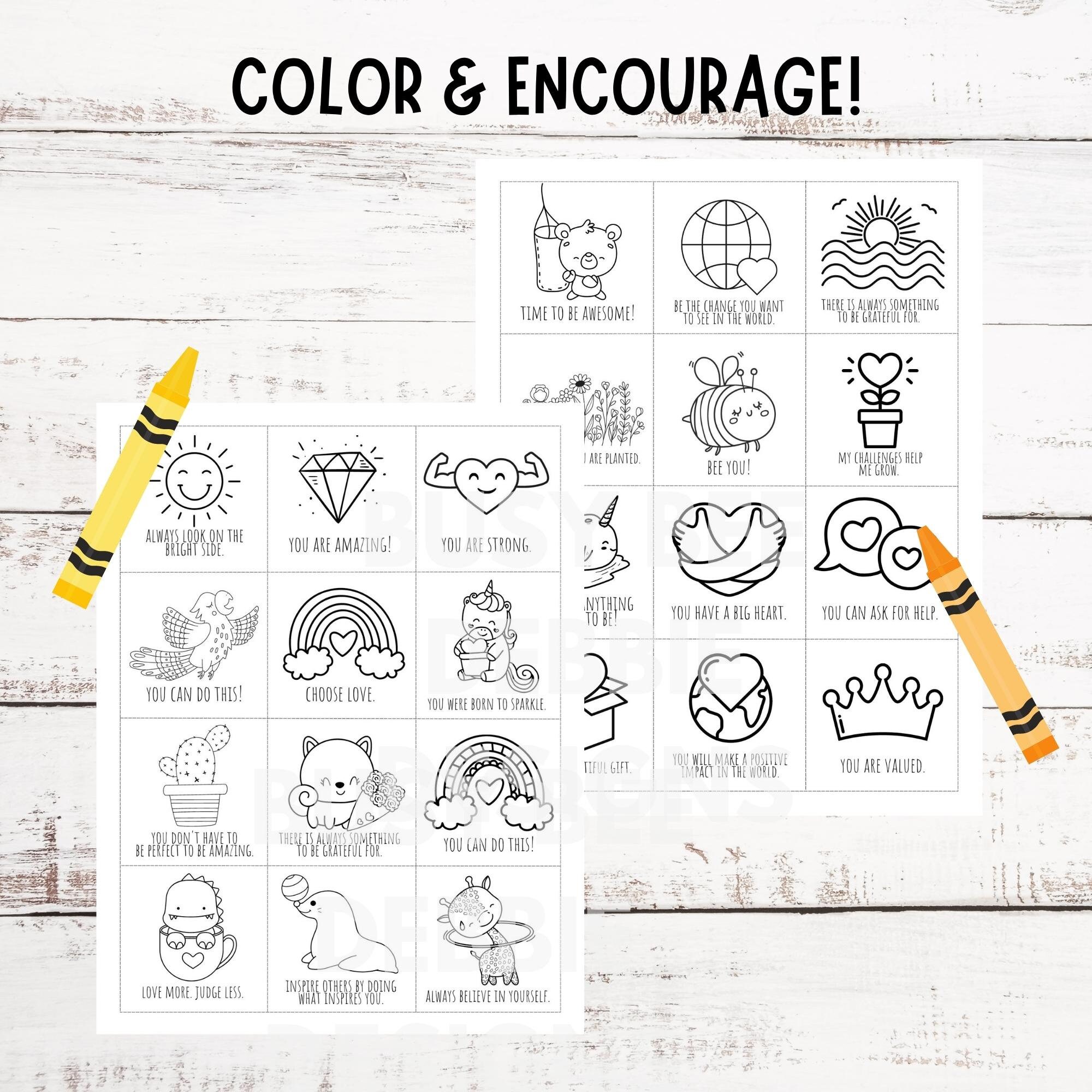 Mini Kindness Cards to Color | Affirmation Cards | Printable Kindness ...