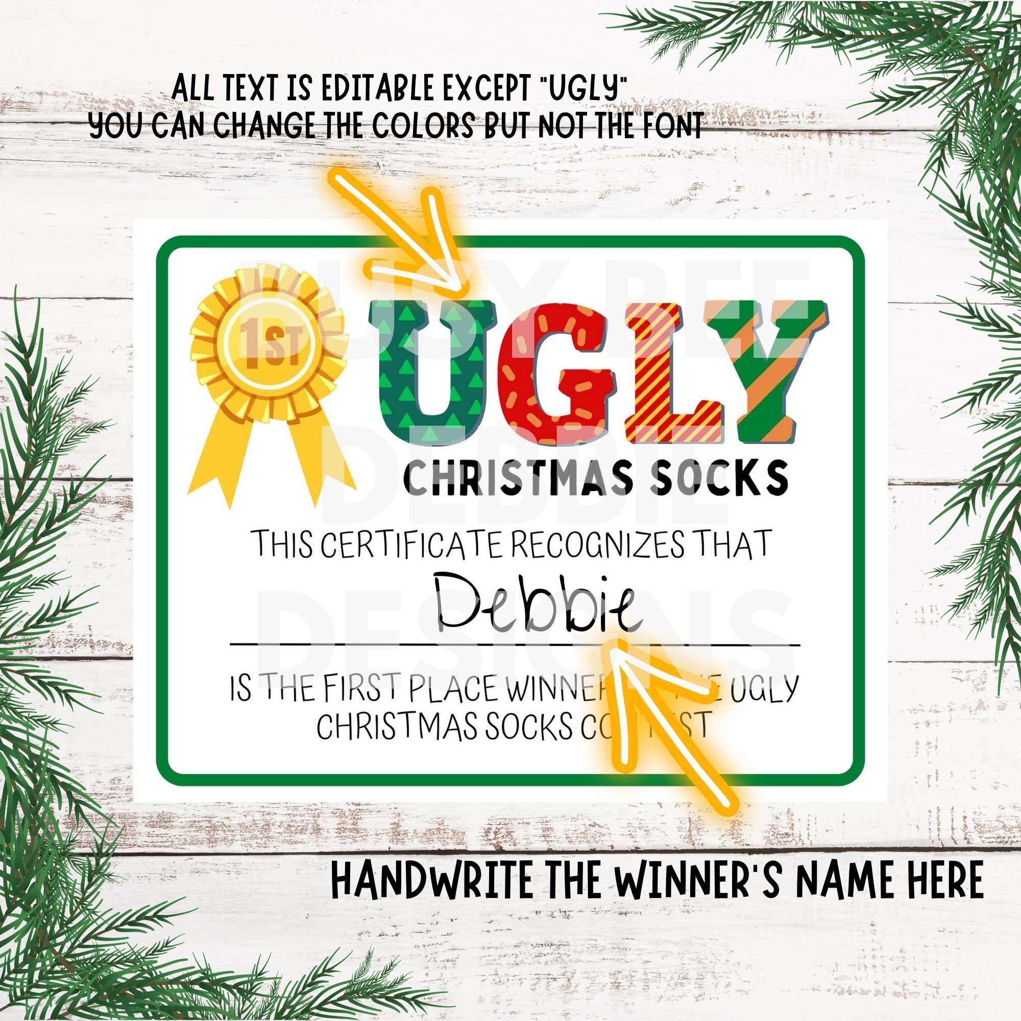 Printable Ugly Christmas Sock Party Pack Ugly Christmas Sock - Etsy
