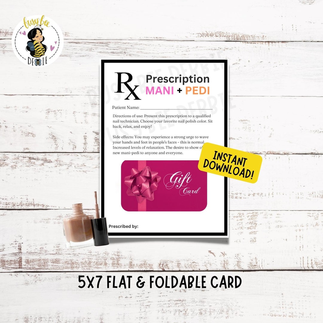 Mani Pedi Prescription Gift Card Holder | Appreciation for Nurses ...
