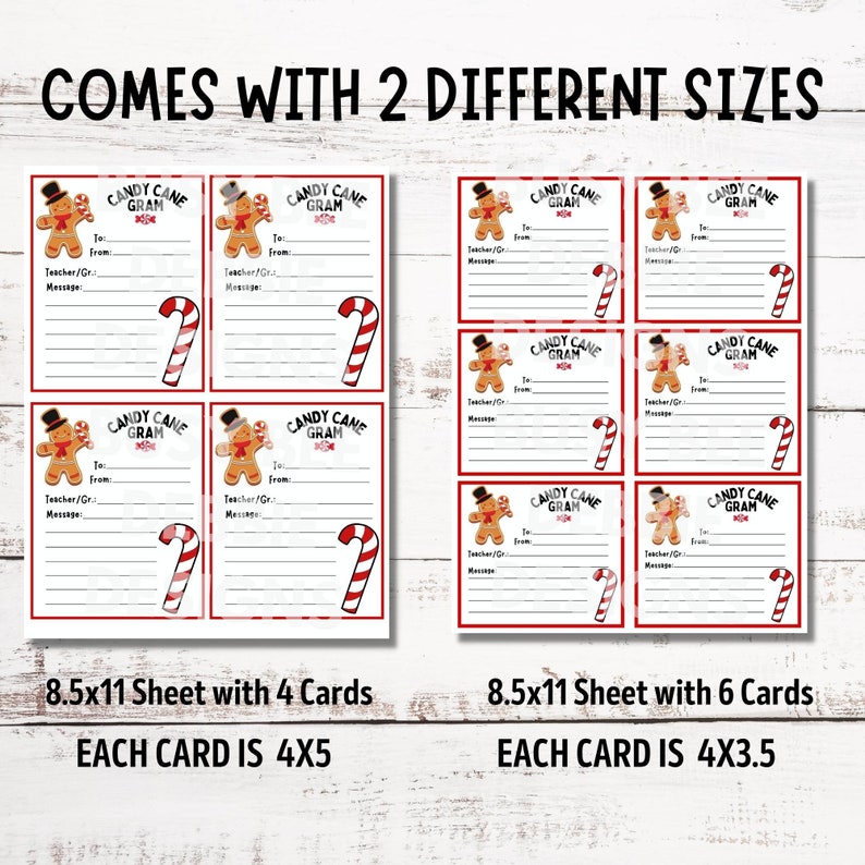 Christmas Candy Cane Gram Template Editable Candy Cane Gram - Etsy