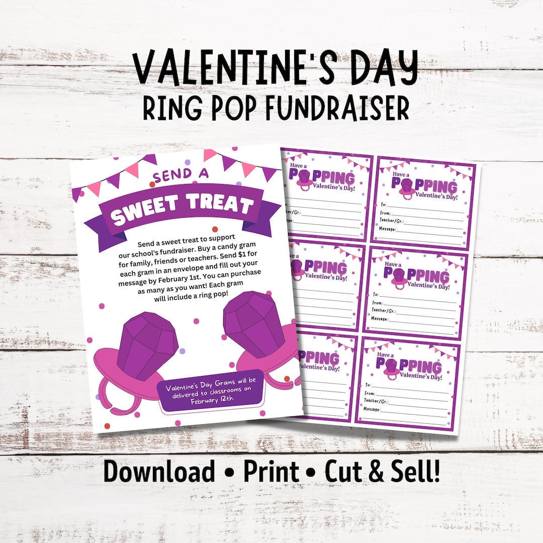 Valentine's Day Ring Pop Fundraiser Flyer Template | Valentine's Day ...