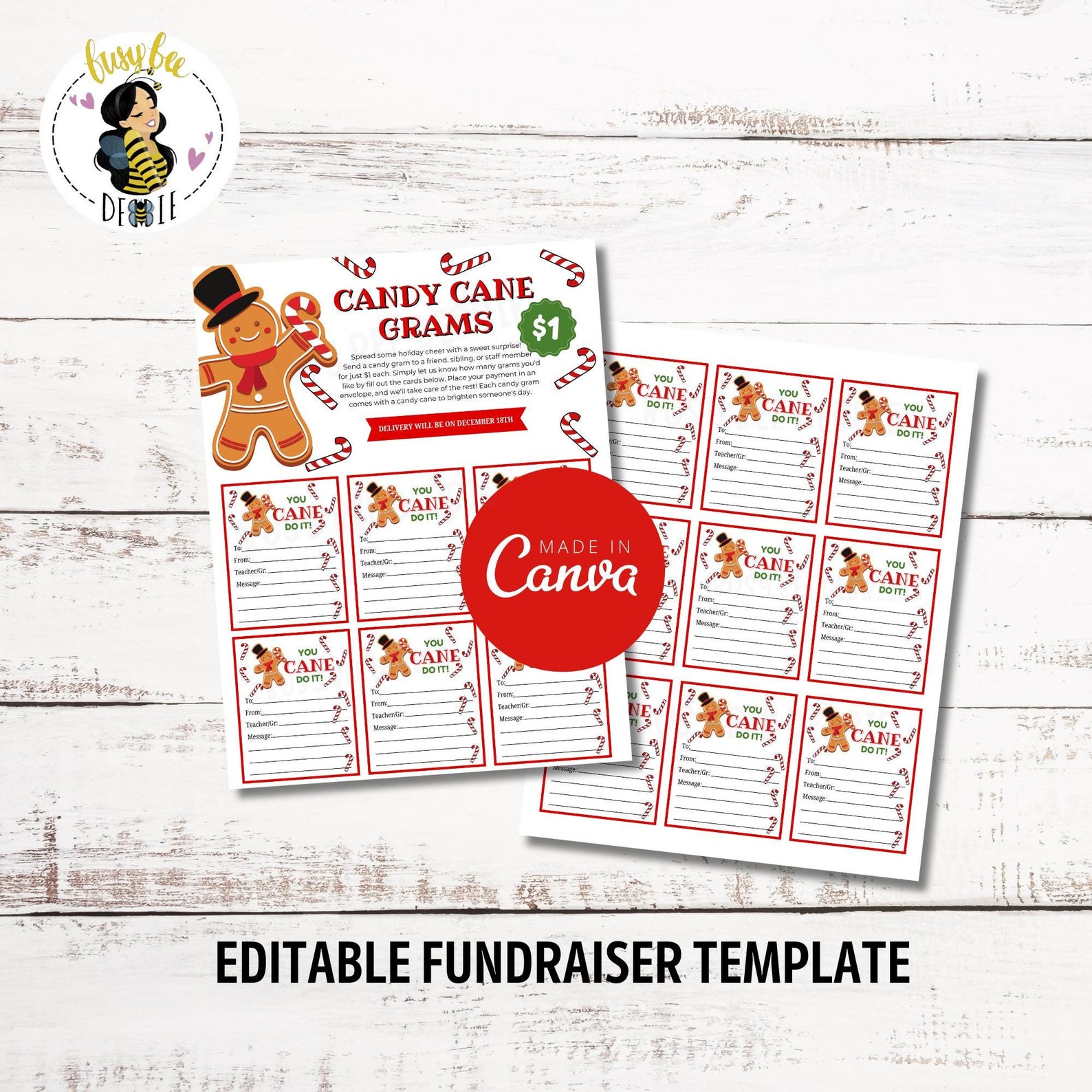 Christmas Candy Cane Gram Flyer| PTA PTO Holiday Fundraiser ...