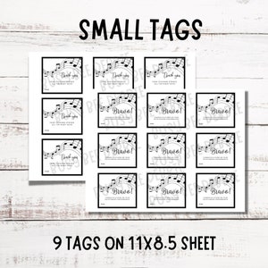 Printable Music Theme Gift Tags Tags for Music Recital, Music Teacher ...