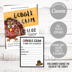 Thanksgiving Gobble Gram Download Candy Grams for (Instant Download) - Etsy