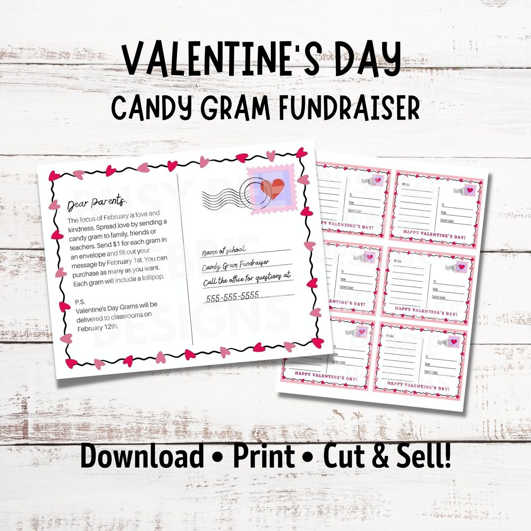 Printable Valentine's Day Candy Gram Post Card - Etsy