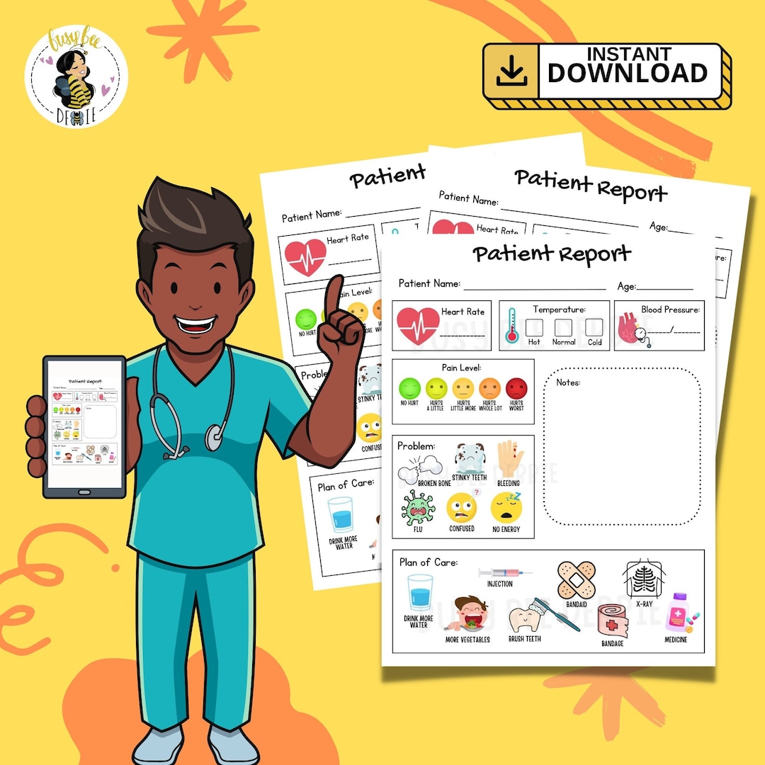Doctors and Nurses Pretend Play | Patient Report Sheet | Medical Form ...