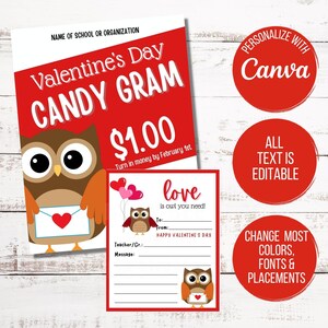 Owl You Need is Love Candy Gram Flyer Printable Valentine's Day Candy ...